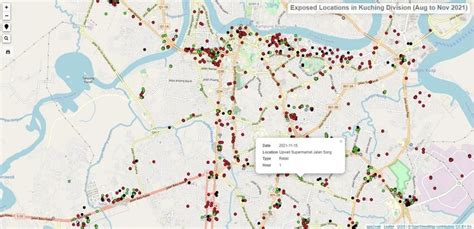 A Screenshot Of Interactive Web Map For Exposed Locations In Kuching