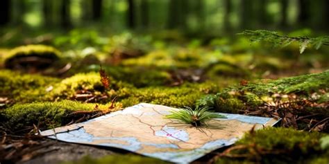 navigating through the wilderness a forest scene with a map on the