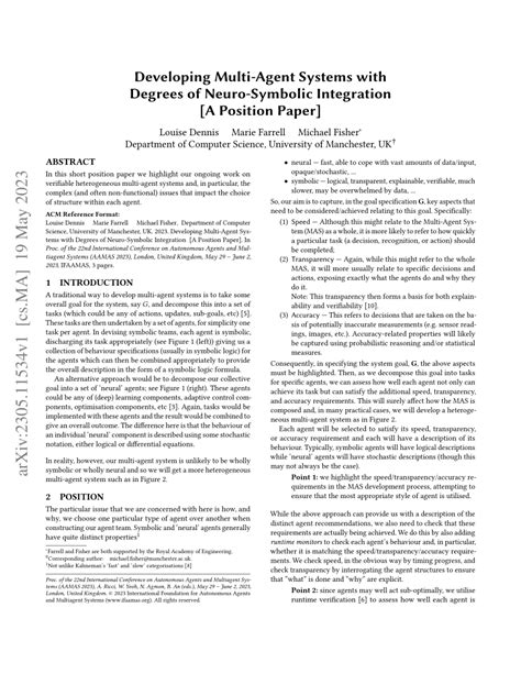 PDF Developing Multi Agent Systems With Degrees Of Neuro Symbolic Integration A Position Paper