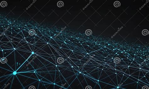 Digital Network Interconnected Lines And Dots With Gradient Blue And Green Colors Creating