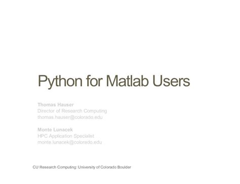 PDF Python For Matlab Users CSDMS Mediawiki Images Thomas Hauser C Python Scripting