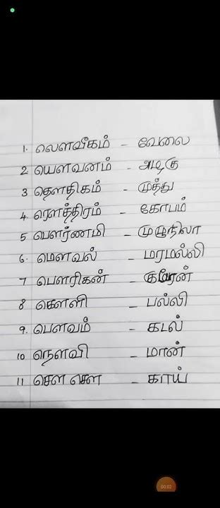 ஔ வரிசை சொற்களும் பொருளும் Youtube