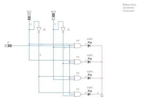 1 Input 4 Output Demux Multisim Live