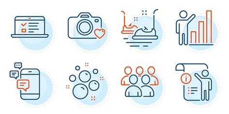 통신 웹 강의 및 범퍼 카 아이콘 세트 깨끗한 거품 사진 카메라 및 그래프 차트 표지판 벡터 교사 교육 관련 직업에 대한 스톡 벡터 아트 및 기타 이미지 Istock