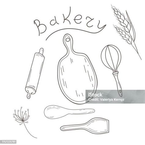 낙서 스타일의 요리 아이템 세트입니다 손으로 그린 벡터 일러스트 레이 션은 흰색 배경에 고립되어 있습니다 고립 색상에 대한 스톡 벡터 아트 및 기타 이미지 Istock