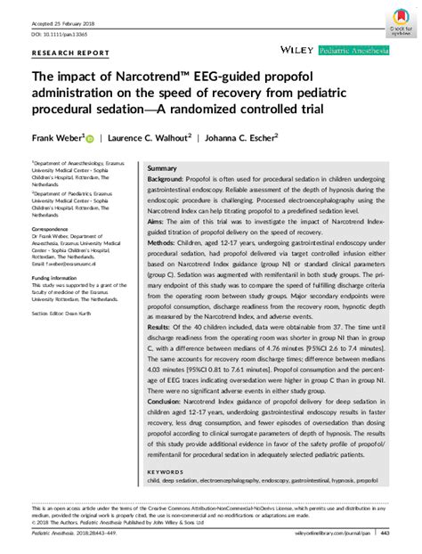 Pdf The Impact Of Narcotrend™ Eeg Guided Propofol Administration On The Speed Of Recovery From