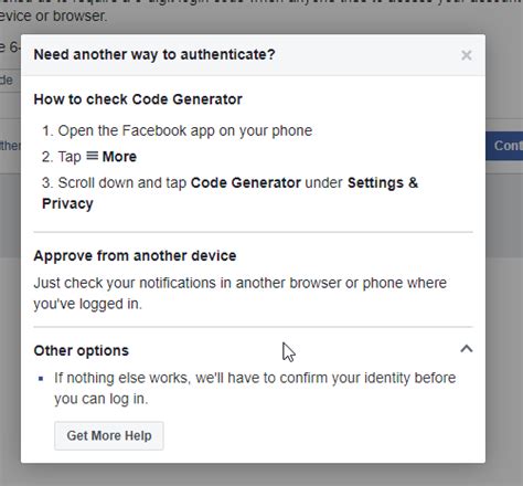 Facebook Code Generator Disappeared From Facebook App More Setting And Privacy Web