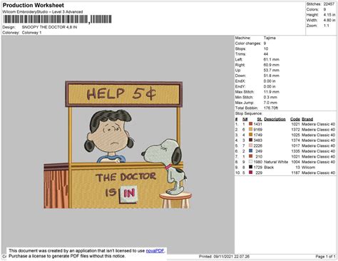 Snoopy The Doctor Embroidery File 4 Size Master Digitizer