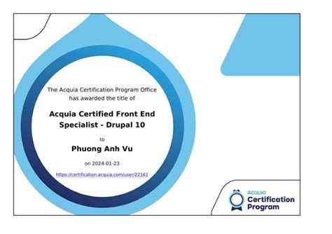 Phuong Anh Vu On Linkedin Drupal Drupal10 Acquia Certification