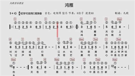 完整版鸿雁电子琴有声简谱 带和弦指法 音乐 器乐 好看视频
