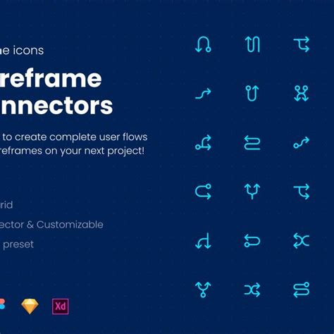 Wireframe Connectors Icon Pack 144 Line Icons 144 Line Icons For Sketch Figma And Ado