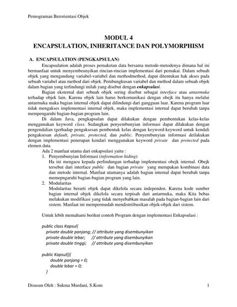 pdf modul 4 encapsulation inheritance dan … · c pengenalan method