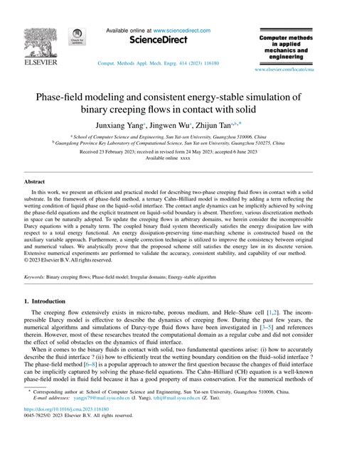 PDF Phase Field Modeling And Consistent Energy Stable Simulation Of Binary Creeping Flows In
