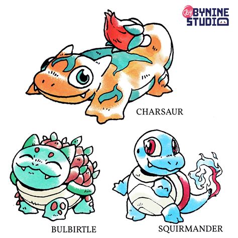 Bulbasaur Squirtle And Charmander Pokemon Drawn By Bynine Danbooru