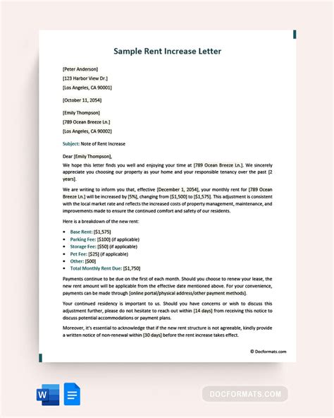 26 Free Rent Increase Letters Templates And Examples Pdf And Word