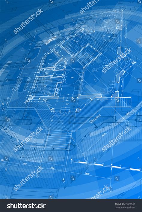 Architecture Design Blueprint House Plan Blue Stock Vector Royalty Free 279810521 Shutterstock