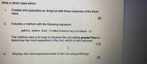 Solved Write A Driver Class Which I Creates And Populates