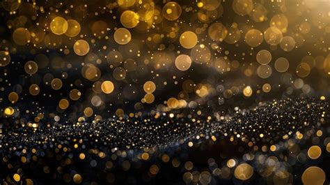 Golden Bokeh Light Particles On Dark Background Sparkling And Festive Abstract Design Premium