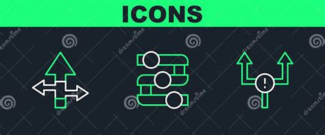 Set Line Arrow And Graph Chart Diagram Icon Vector Stock Illustration Illustration Of