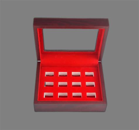 Premium Wooden Championship Ring Display Case 12 Holes Functional