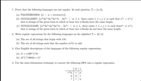 Solved 1 Prove That The Following Languages Are Not