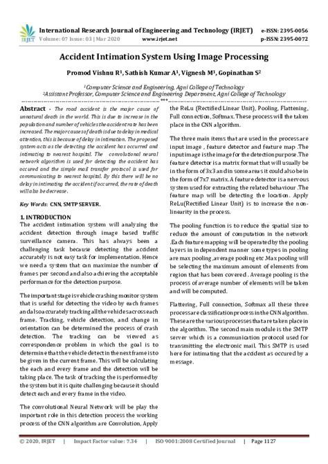 Pdf Accident Intimation System Using Image Processing