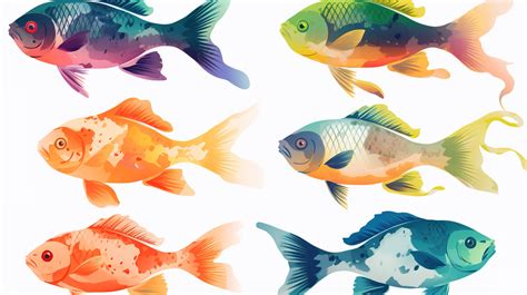 다섯 가지 다른 물고기가 그림으로 사용됩니다 인쇄 가능한 물고기 그림 무료 배경 일러스트 및 사진 무료 다운로드 Pngtree