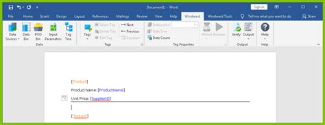 XML Data In A Word Template