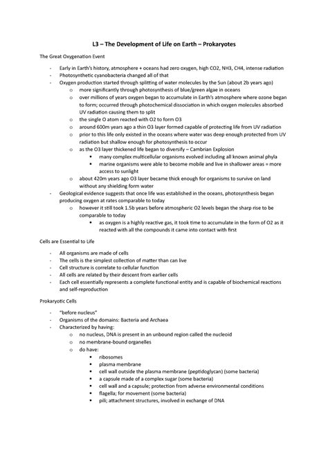 L3 The Development Of Life On Earth Prokaryotes L3 The Development Of Life On Earth