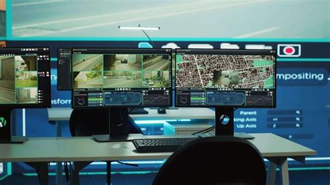 Empty Observation Room Full Of Offices Used In Monitoring Traffic Surveillance Footage On Cctv