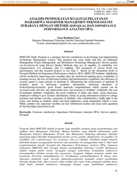 servqual dan important performance pdf evaluation communication