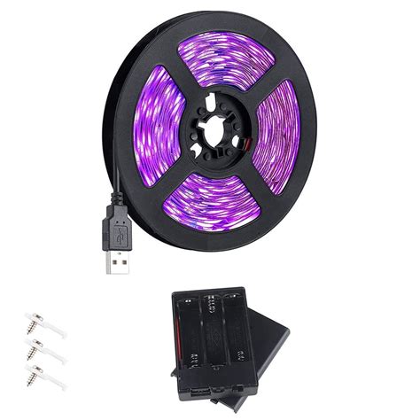 Gostoto Led Uv Black Light Strip Adhesive Blacklight Fixture Battery