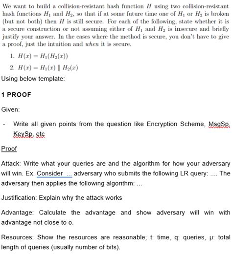 Solved We Want To Build A Collision Resistant Hash Function