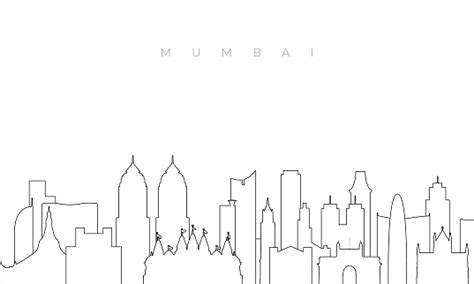 뭄바이 스카이 라인을 설명합니다 라인 스타일의 뭄바이 건물과 랜드마크가 있는 트렌디한 템플릿입니다 스톡 벡터 디자인입니다 0명에 대한 스톡 벡터 아트 및 기타 이미지