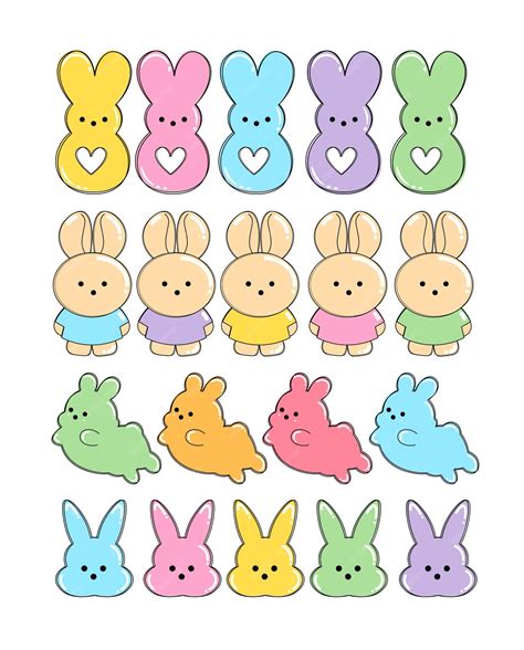 Premium Vector Cute Easter Rabbit Vector Easter Clipart Kawai Easter