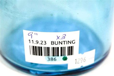 Vintage 1970s Belgium Blue Glass Bubble Top Apothecary Jars Bunting Online Auctions