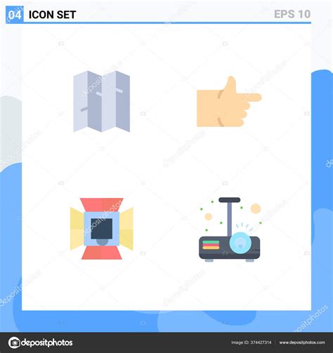 Mobile Interface Flat Icon Set Pictograms Map Professional Illumination Beamer Stock Vector By