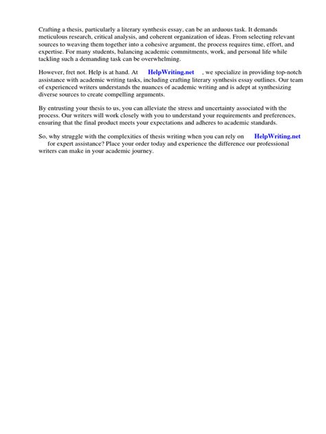 Literary Synthesis Essay Outline Pdf Essays Thesis