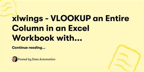 Xlwings Vlookup An Entire Column In An Excel Workbook With Python — Data Automation Buymeacoffee