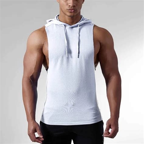 Buy Muscle Mens Gym Sports Sleeveless Hooded Vest Tank