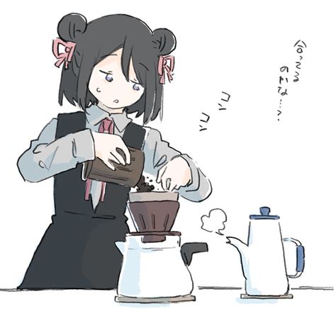 「豆を挽き終わった黒江ちゃん 」たこぱいそんの漫画