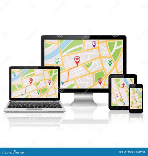 GPS Navigation Concept Stock Vector Illustration Of Laptop 65412120