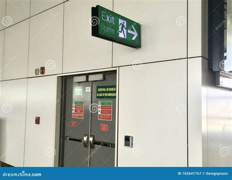 Emergency Exit Door At Departure Hall At Terminal 3 Delhi International