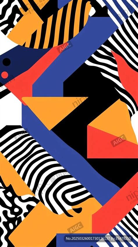 Ai创作图几何 斑马纹 图案 抽象 色彩 线条 形状 装饰 元素 风格 艺术 视 块面 纹理 组合 昵图网