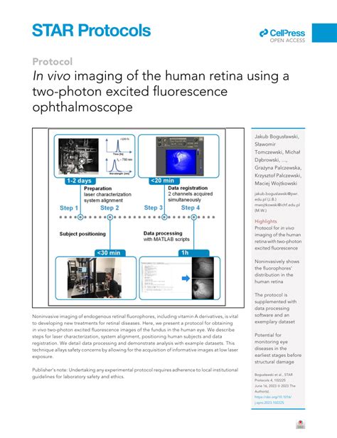 Pdf In Vivo Imaging Of The Human Retina Using A Two Photon Excited Fluorescence Ophthalmoscope
