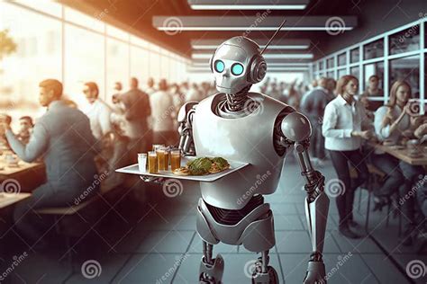 Waiter Robot Carrying Food On A Restaurant Artificial Intelligence