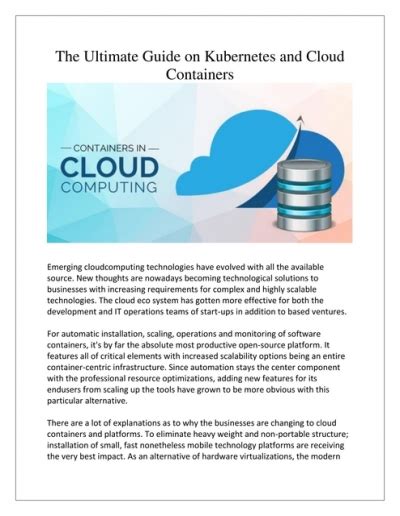 The Ultimate Guide On Kubernetes And Cloud Containers