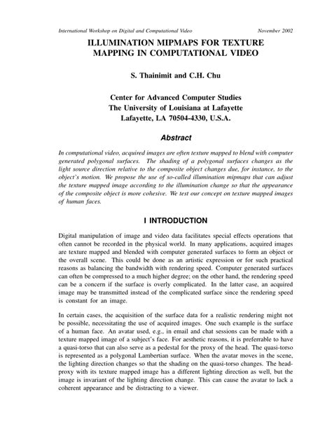 Pdf Illumination Mipmaps For Texture Mapping In Computational Video