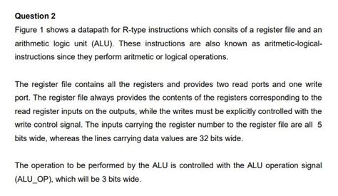 Question 2 Figure 1 Shows A Datapath For R Type