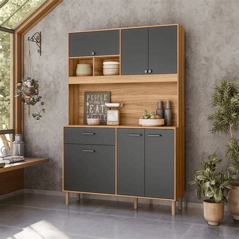 Armário De Cozinha 120 Cm 6 Portas 1 Gaveta Millena